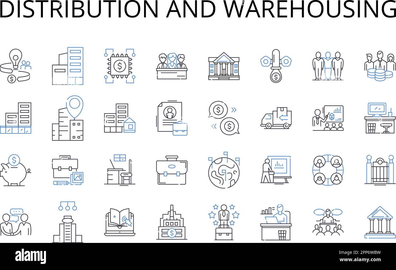 Distribution and warehousing line icons collection. Logistics, Shipping ...