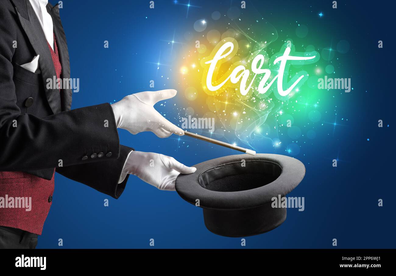Young magician is showing magic trick Stock Photo - Alamy