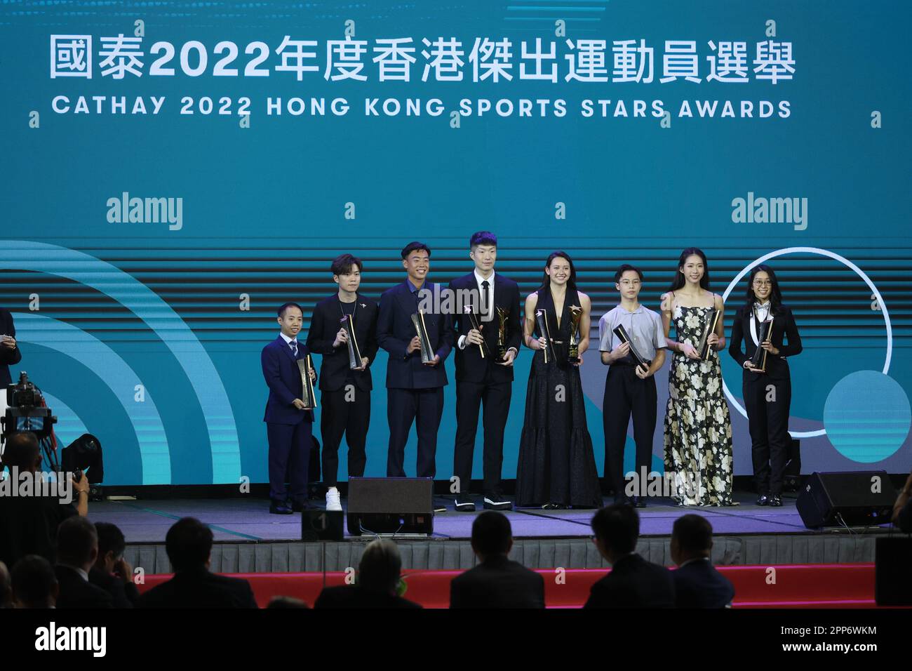 CATHAY 2022 HONG KONG SPORTS STARS AWARDS winners from left: Chu Man ...