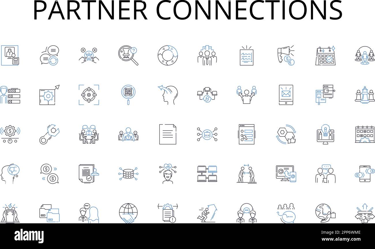 Partner connections line icons collection. Leadership, Innovation ...
