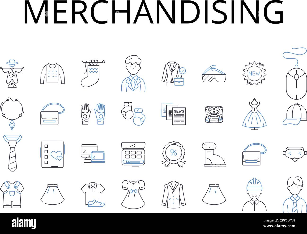 Merchandising line icons collection. Retailing, Selling, Marketing ...