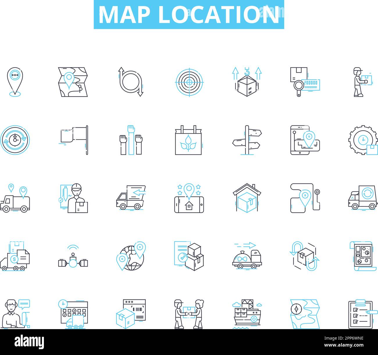Map Location Linear Icons Set Coordinates Geolocation Plot Navigator Area Terrain