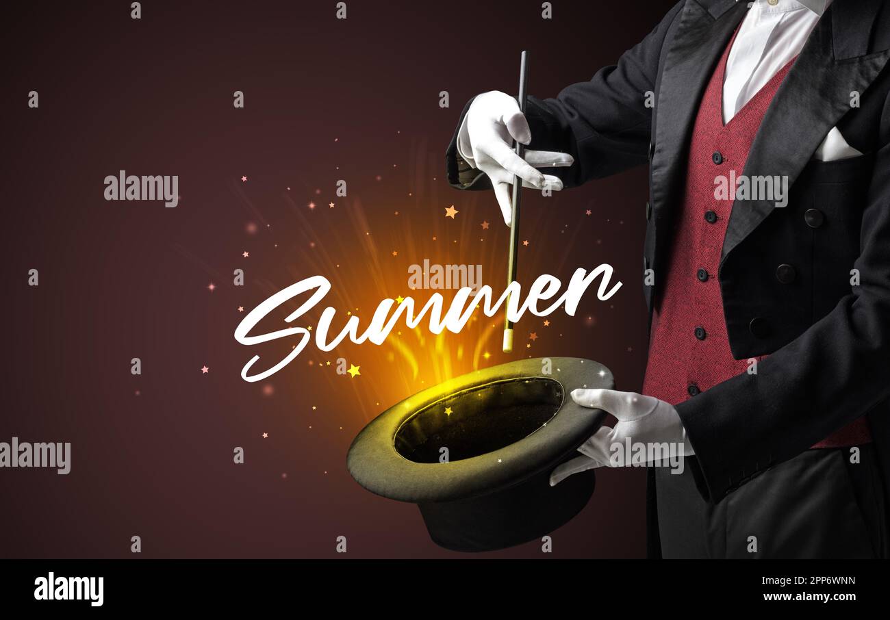 Old Magician is showing magic trick Stock Photo - Alamy