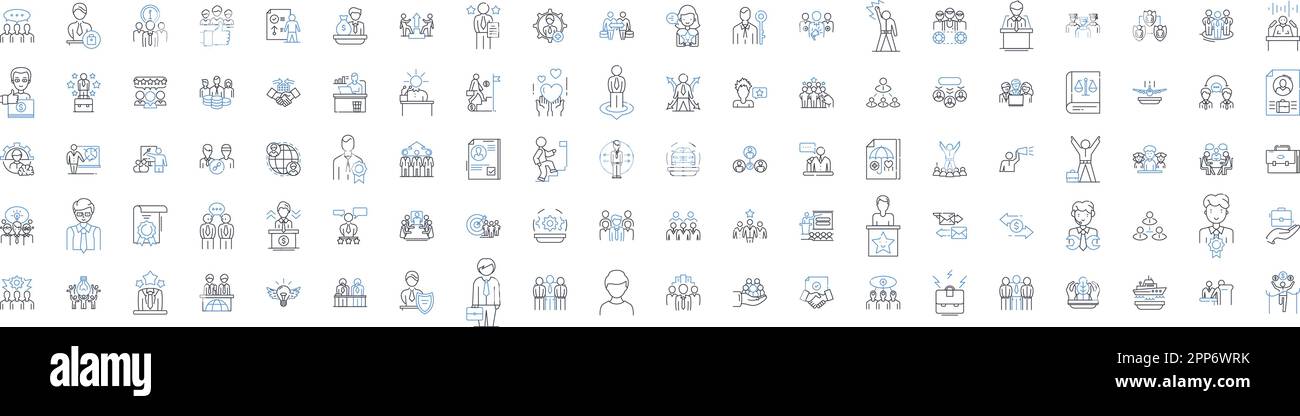 Management Control Line Icons Collection Oversight Supervision