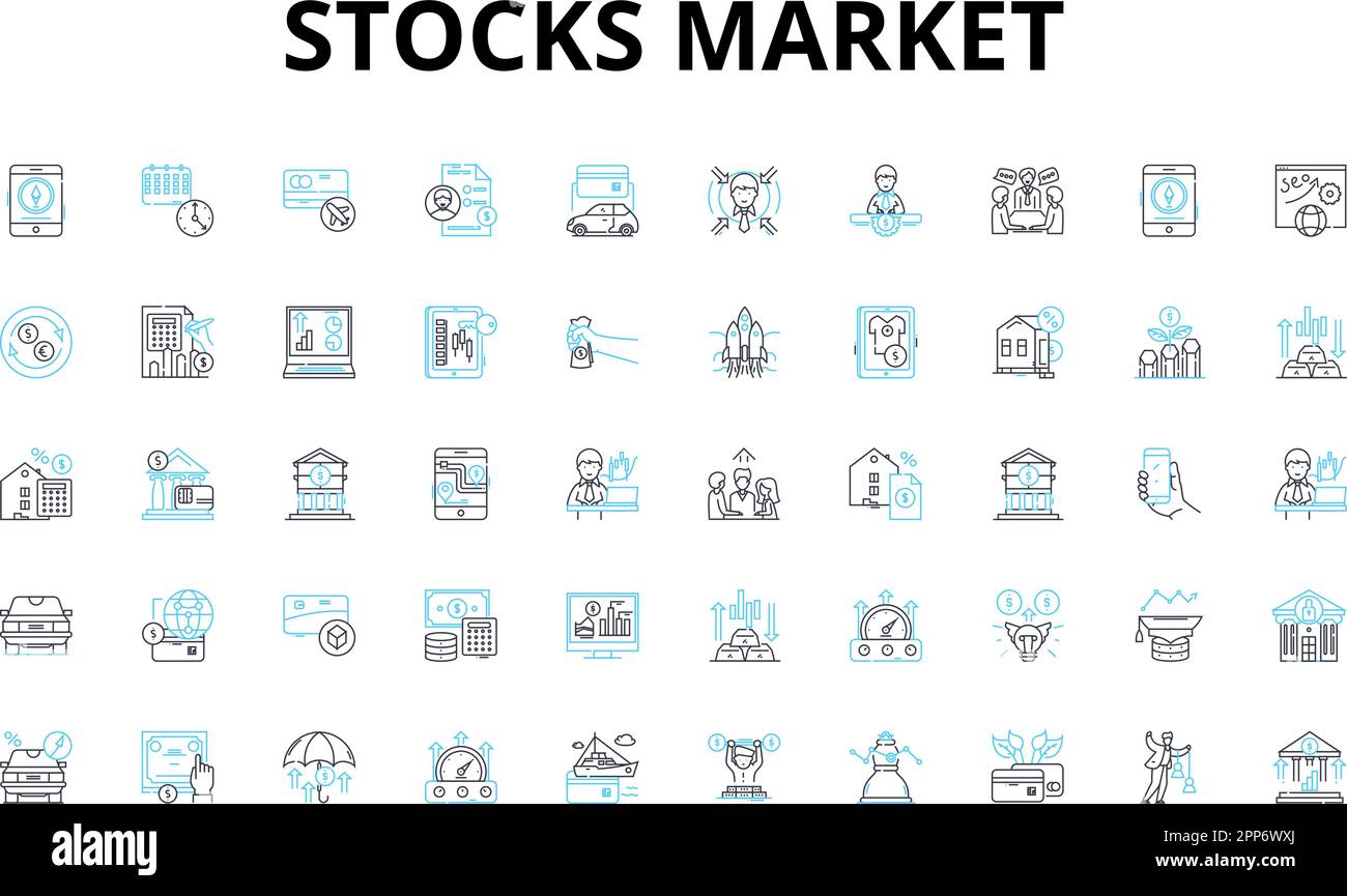 Stocks market linear icons set. Investment, Trading, Portfolio ...