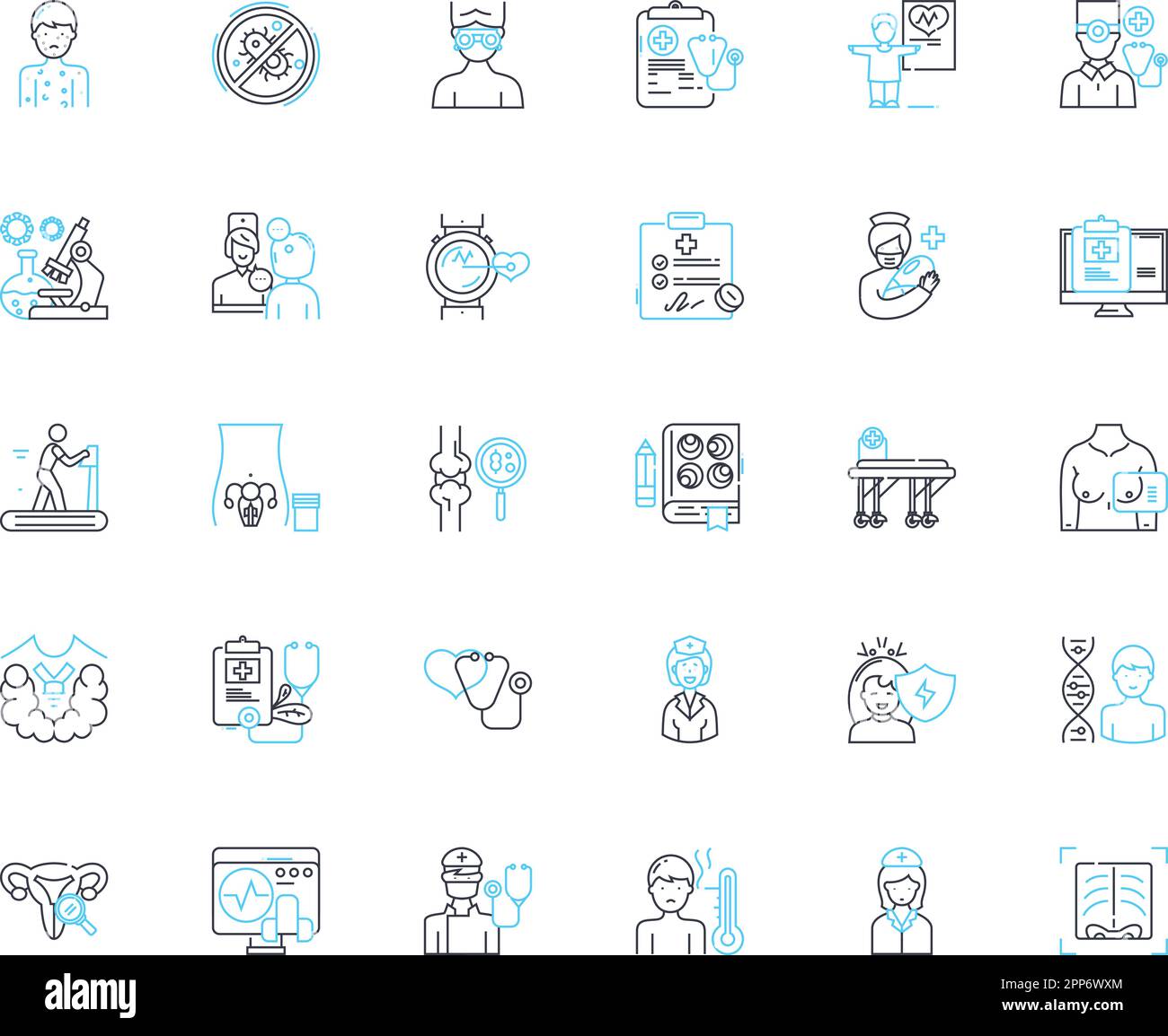 Healthcare facility linear icons set. Hospital, Clinic, Ambulatory ...