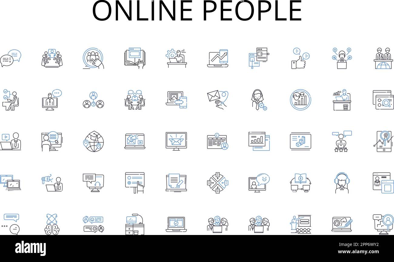 Online people line icons collection. Efficiency, Focus, Priority ...