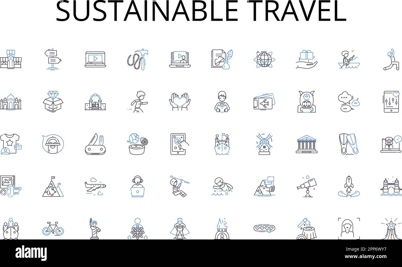 Sustainable travel line icons collection. Appraisal, Valuation ...