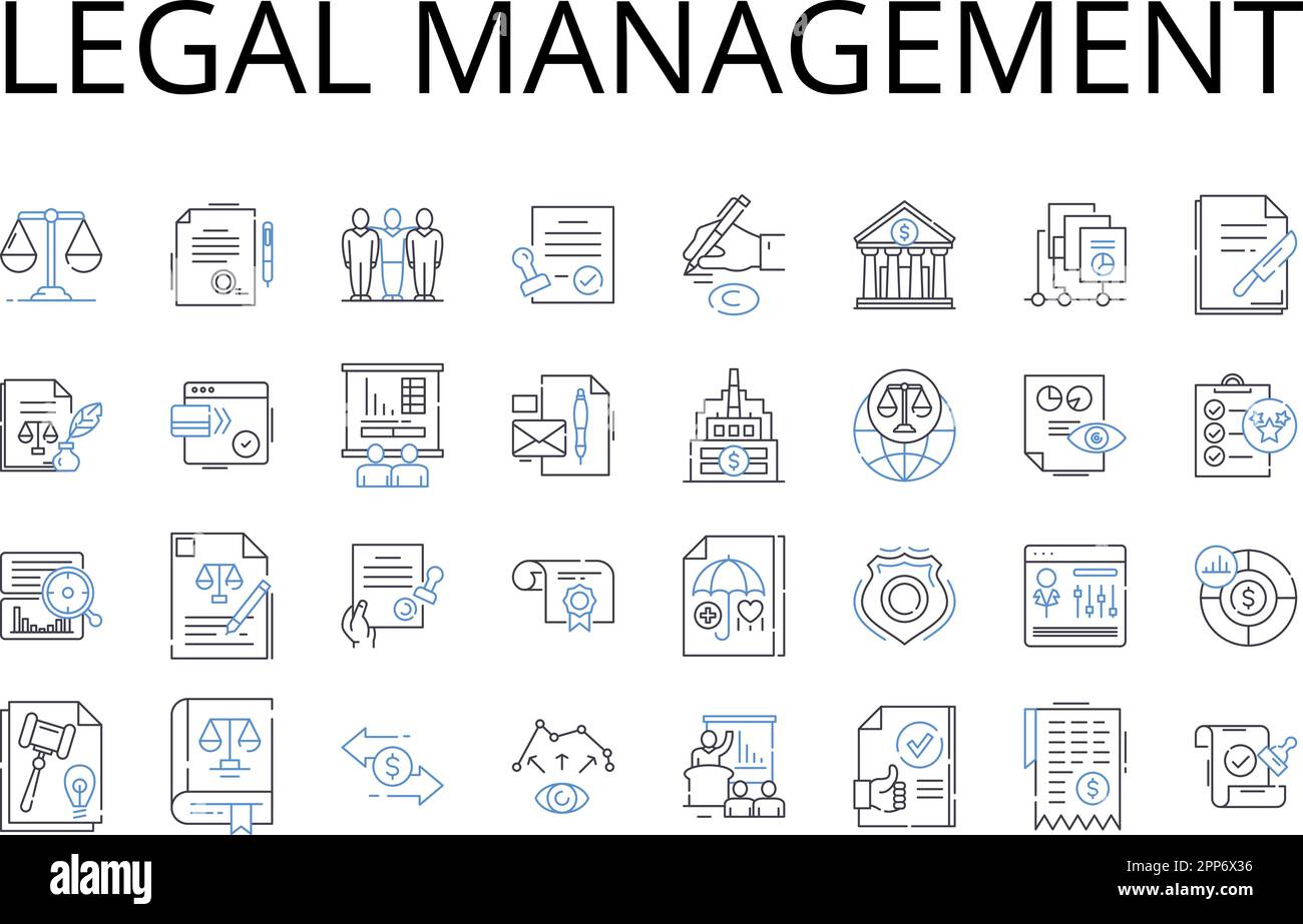 Legal management line icons collection. Medical administration ...