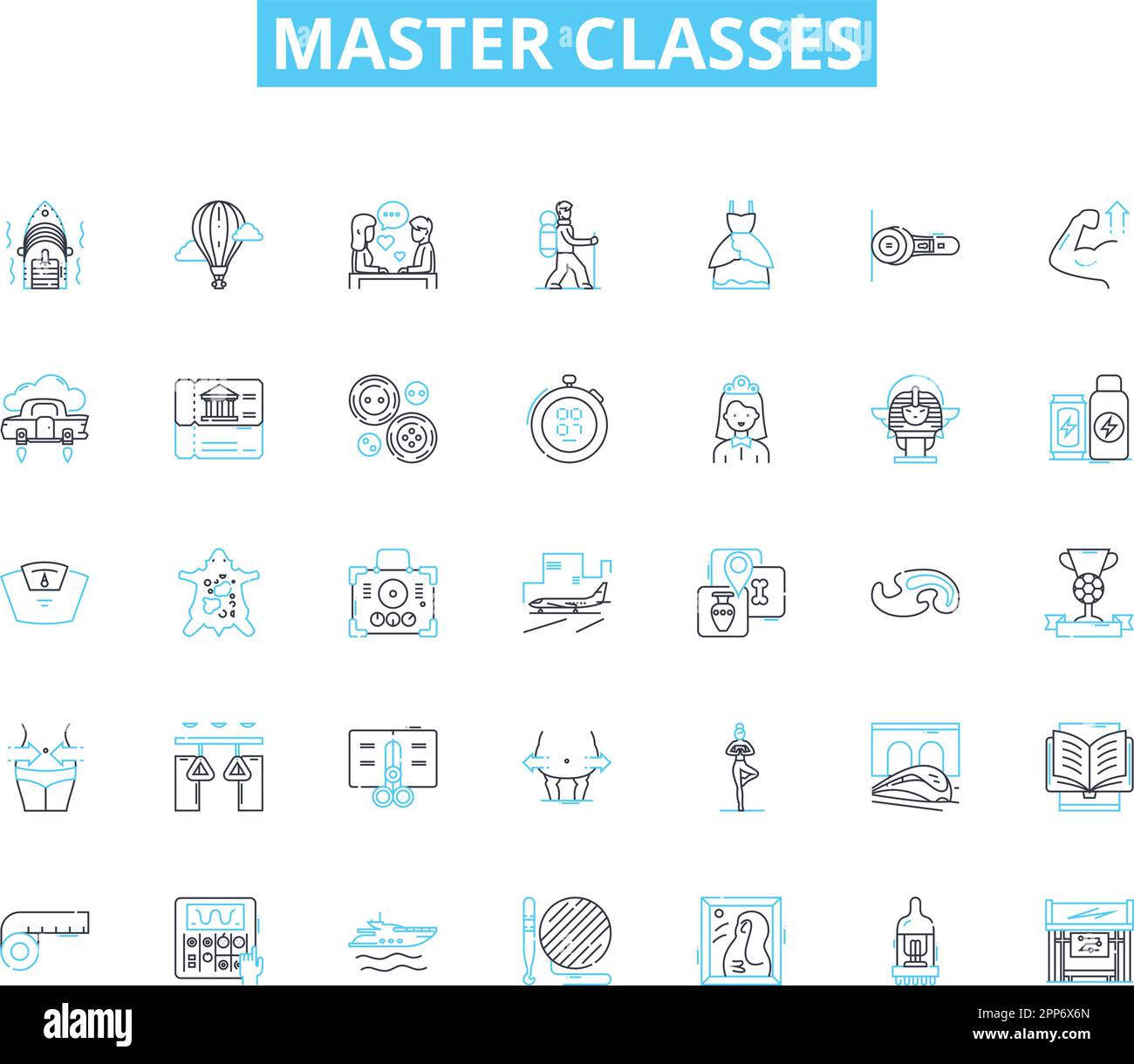 Master Classes linear icons set. Insider, Experts, Coach, Mentor, Specialist, Authority ...