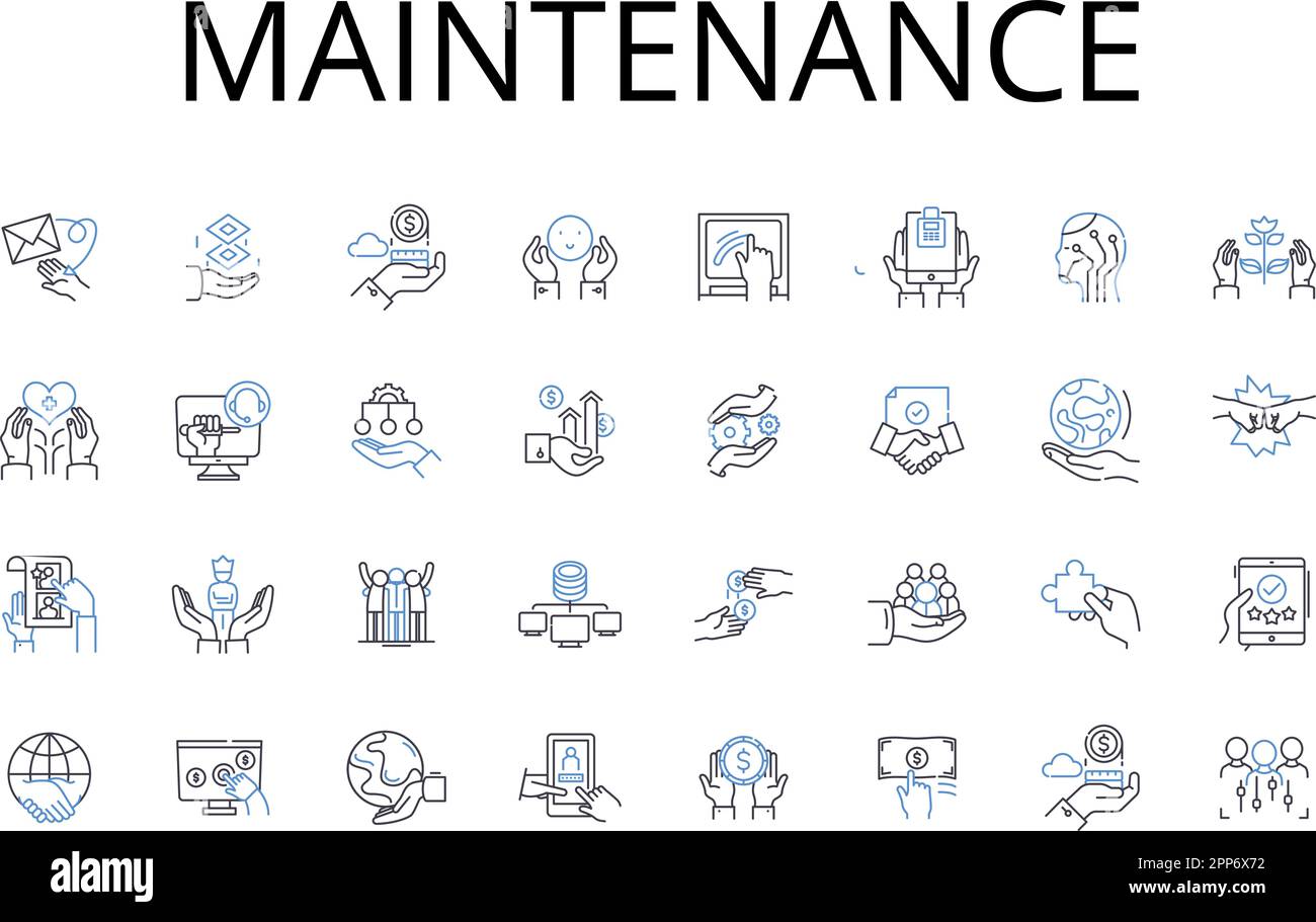Maintenance line icons collection. Upkeep, Repair, Care, Service ...