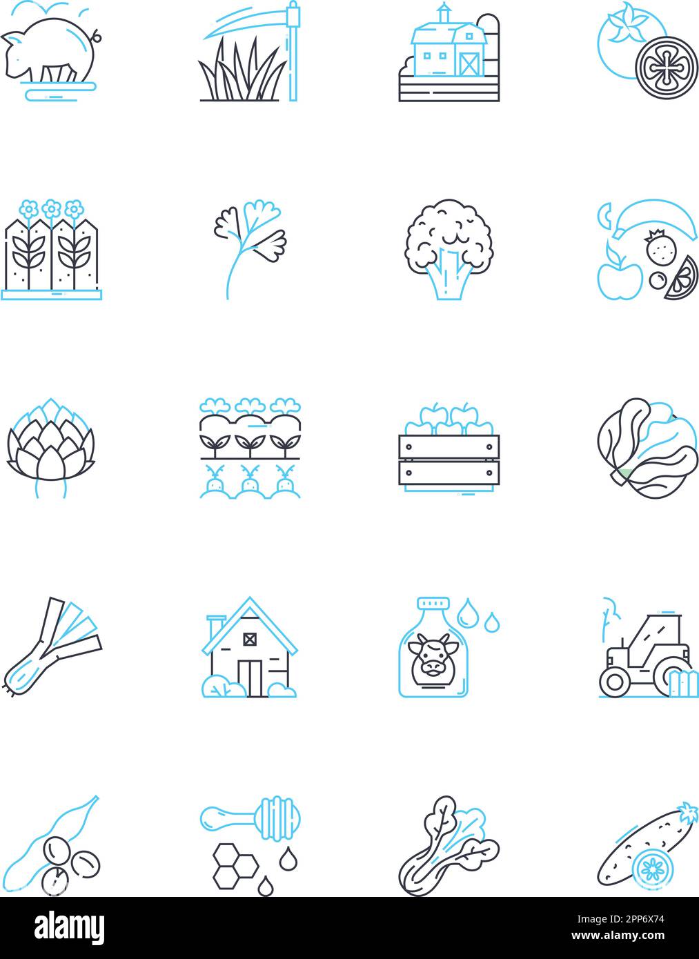 Field linear icons set. Agriculture, Cultivation, Harvest, Crops ...