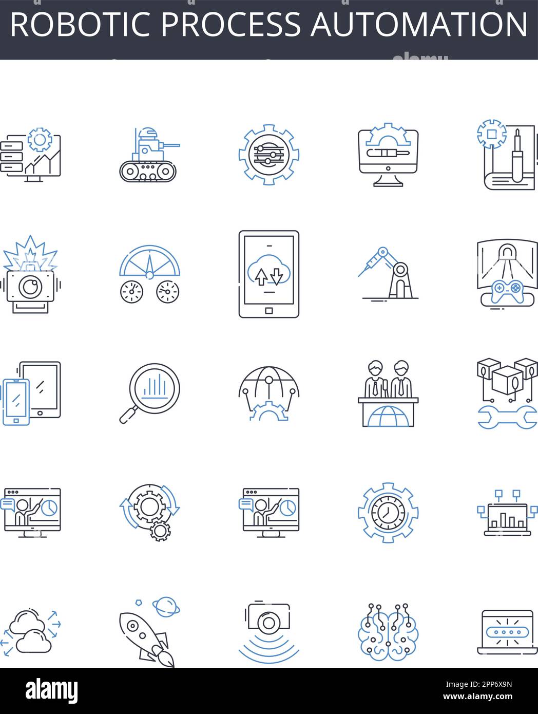 Robotic process automation line icons collection. Vulnerability ... Robotic process automation line icons collection. Vulnerability ...