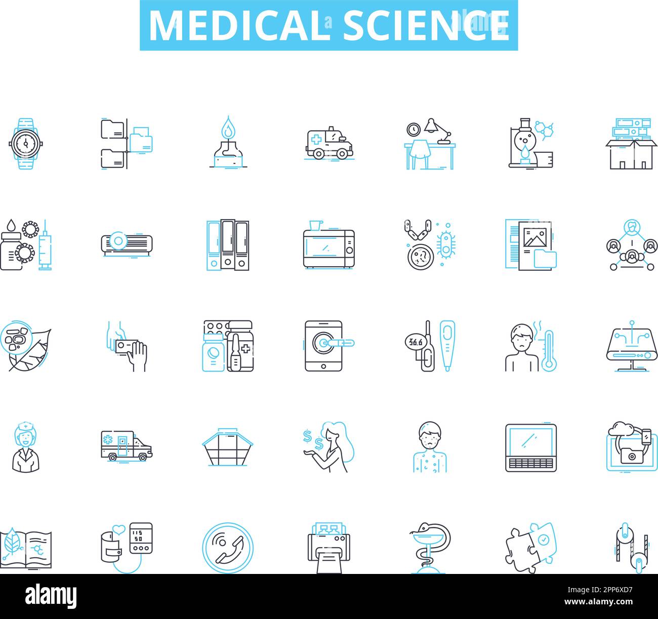 medical Science linear icons set. Diagnosis, Treatment, Surgery ...