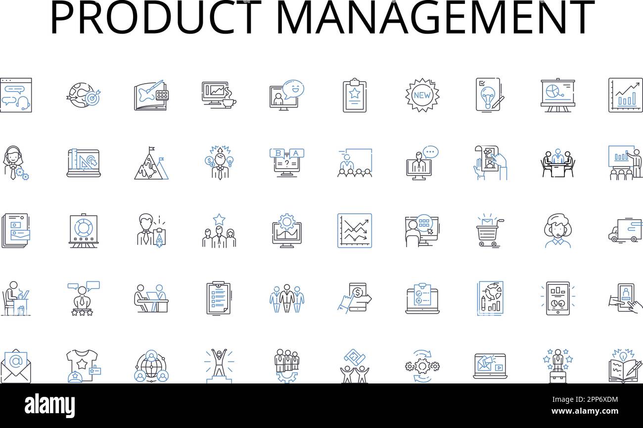 Product management line icons collection. Restoration, Refurbishment ...