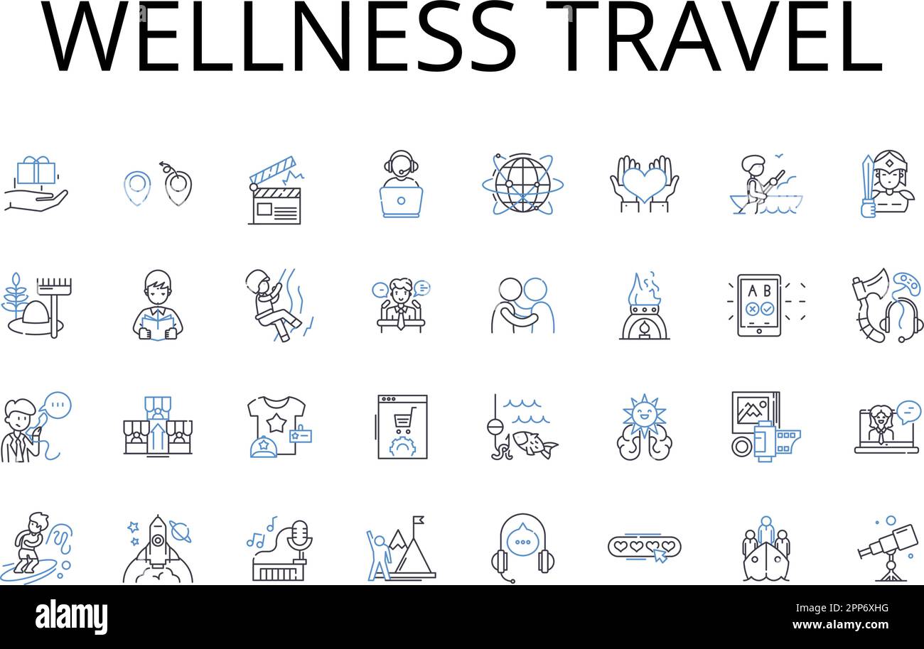 Wellness travel line icons collection. Eco-tourism, Cultural immersion ...