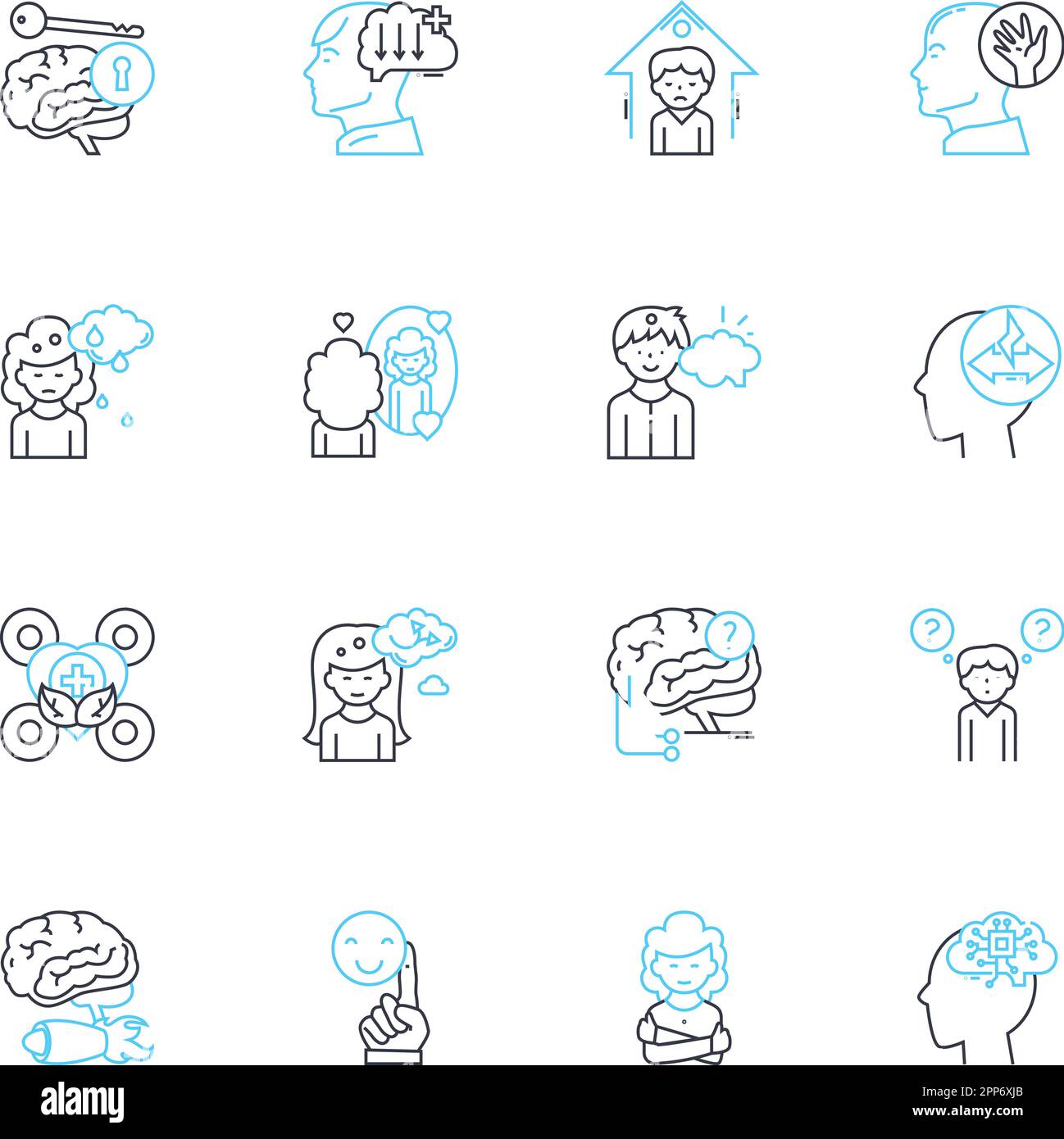 Cognitive Ability linear icons set. Intelligence, Comprehension, Memory ...