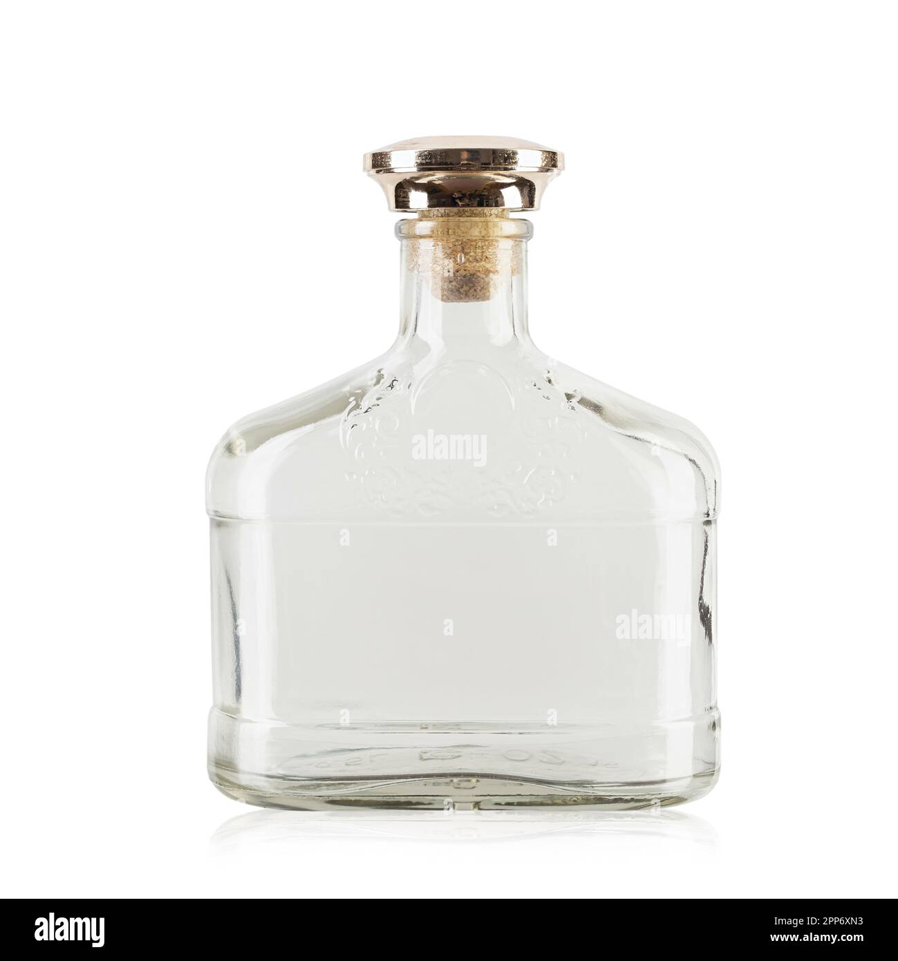 Empty cognac bottle with cork isolated on white background. File contains clipping path Stock ...