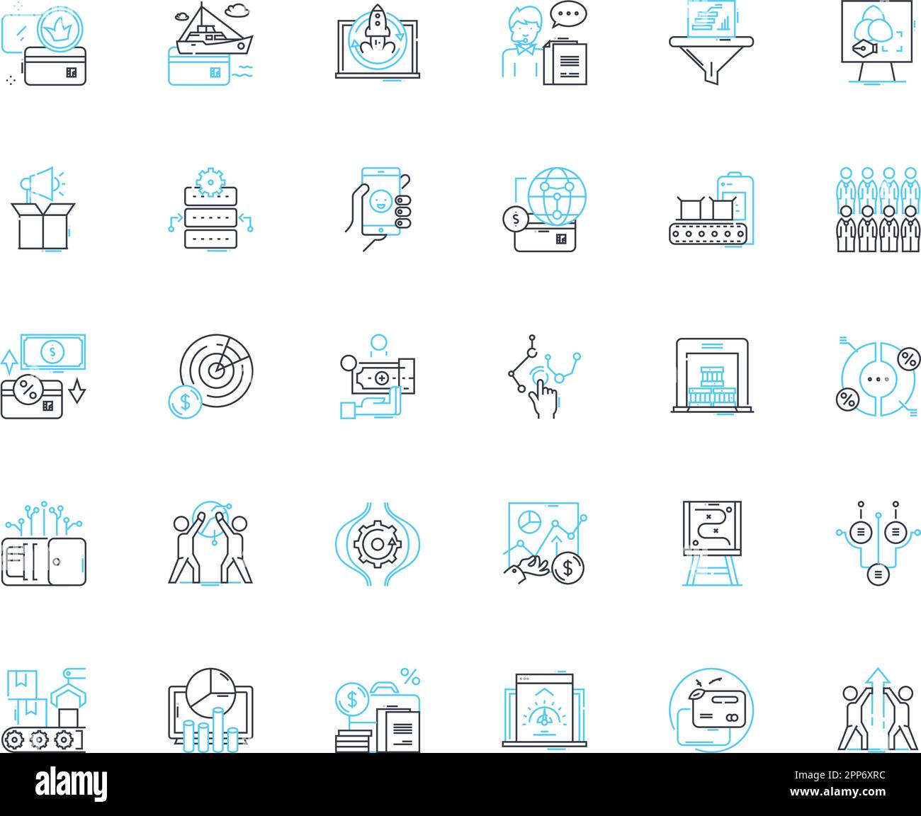 Revenue profits linear icons set. Growth, Sales, Income, Earnings ...