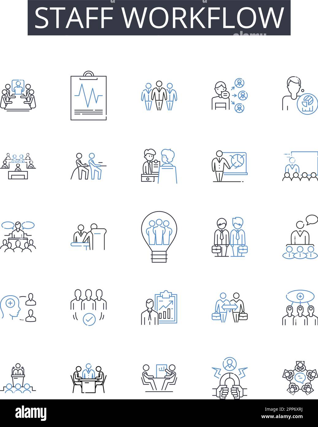 Staff workflow line icons collection. Employee productivity, Resource ... Staff workflow line icons collection. Employee productivity, Resource ...