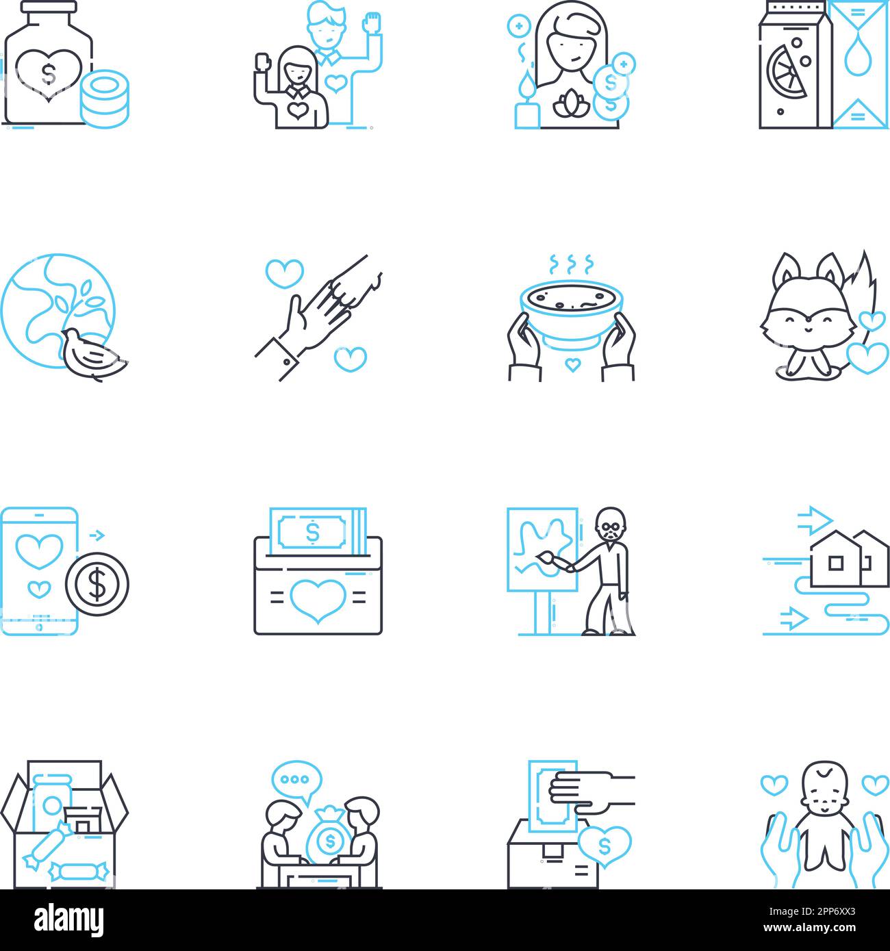 Humanity linear icons set. Empathy, Compassion, Diversity, Equality ...