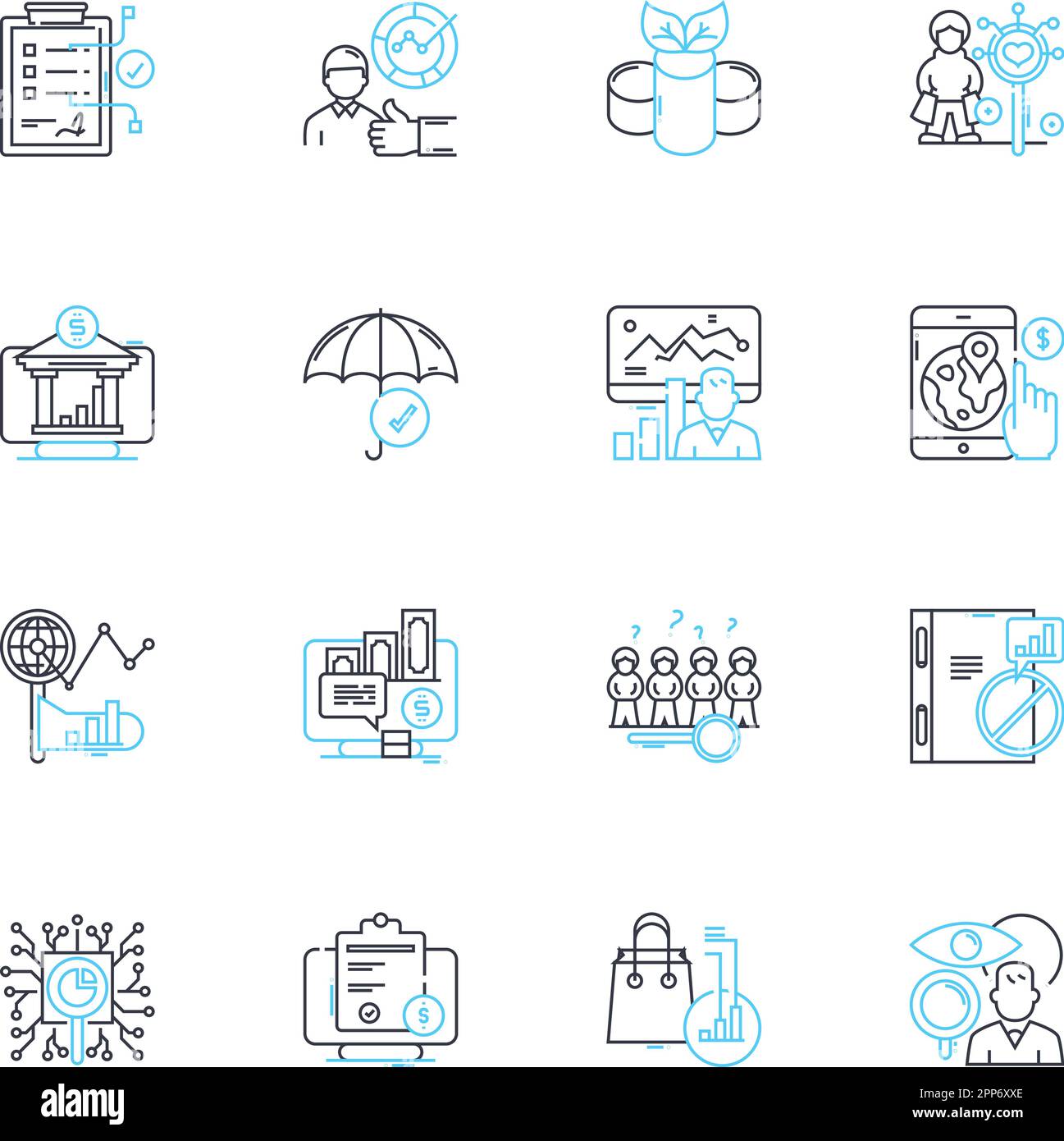 Market investigation linear icons set. Analysis, Competitors, Consumer ...