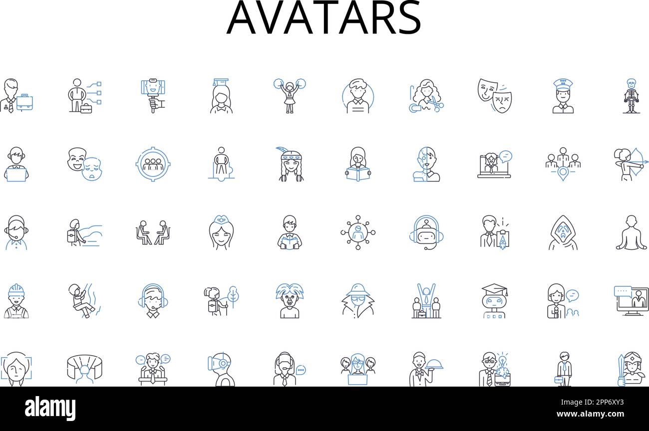 Avatars line icons collection. Synergy, Collaboration, Support ...