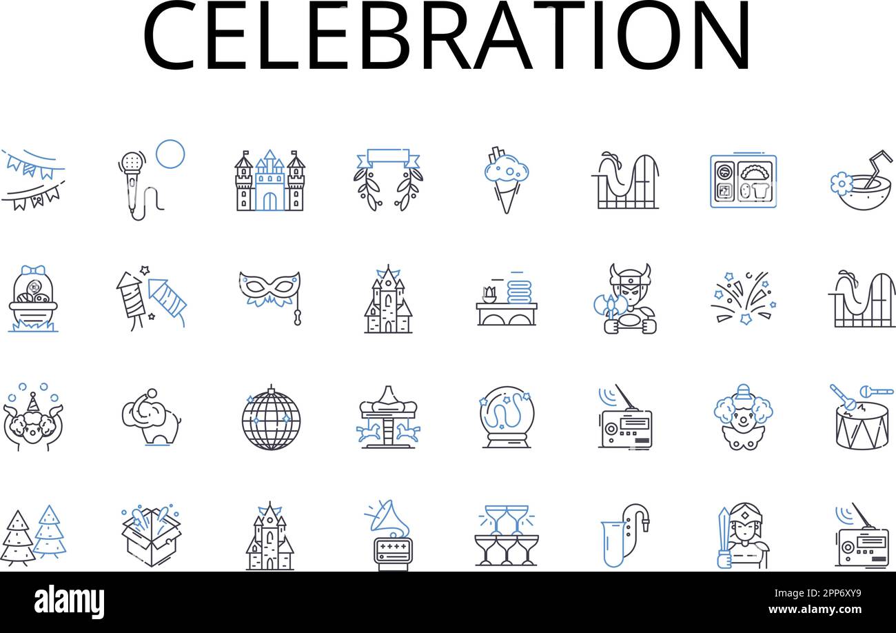 Celebration line icons collection. Happiness, Festivity, Merriment ...
