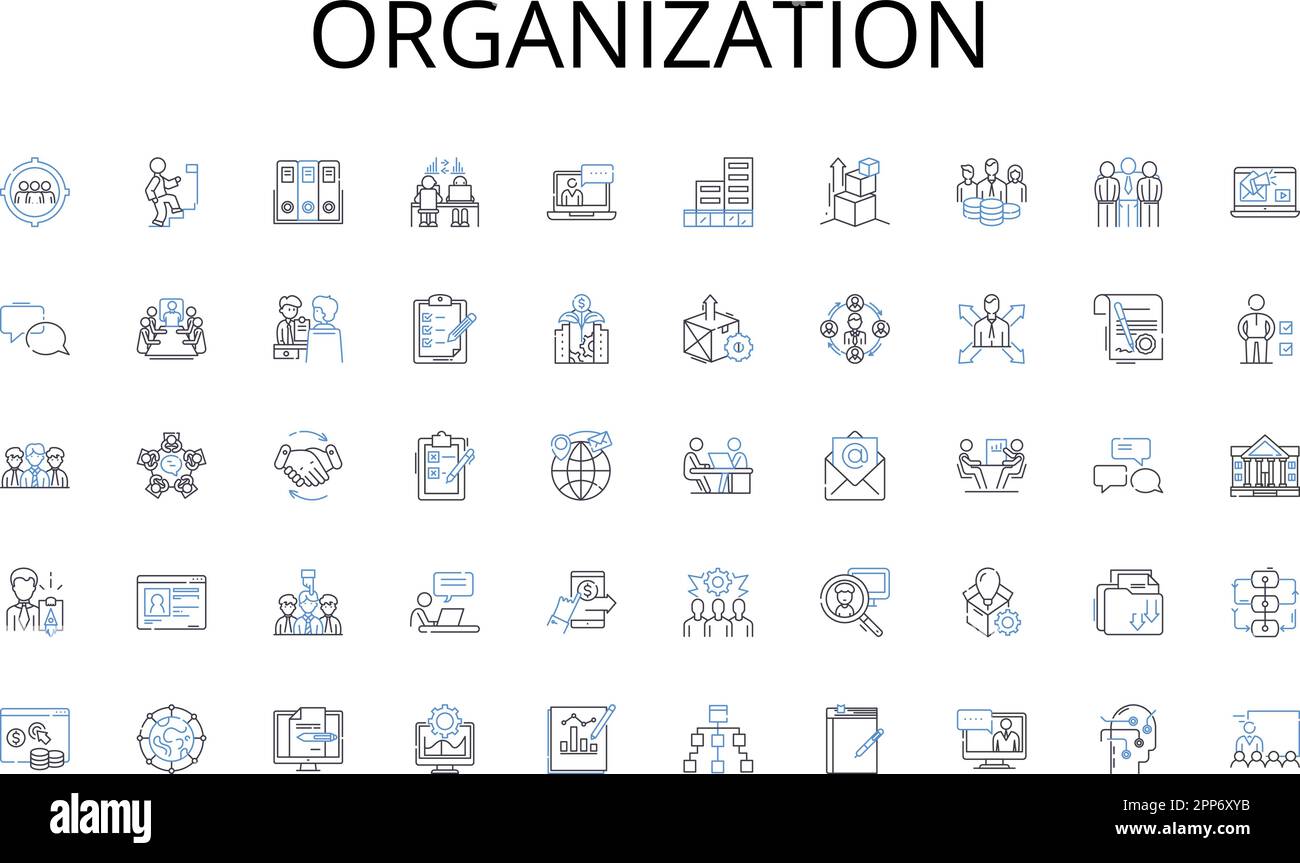 Organization line icons collection. Committed, Devoted, Focused ...
