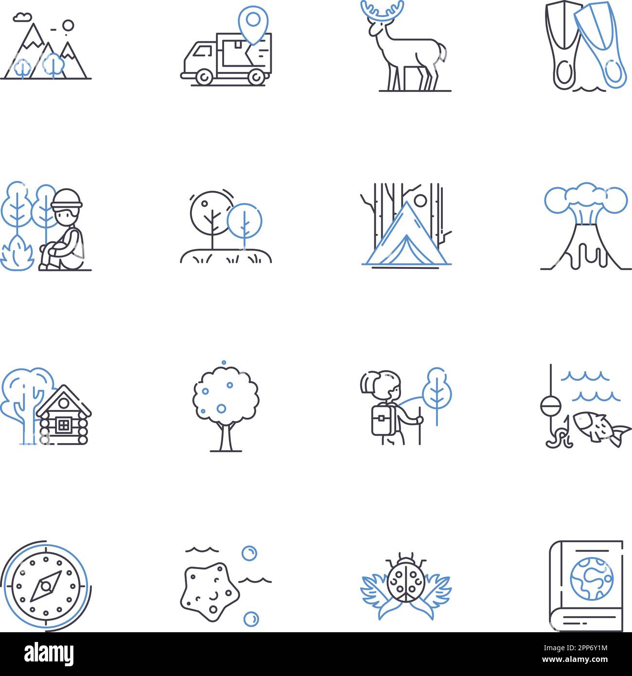 Country retreat line icons collection. Serenity, Solitude, Nature ...