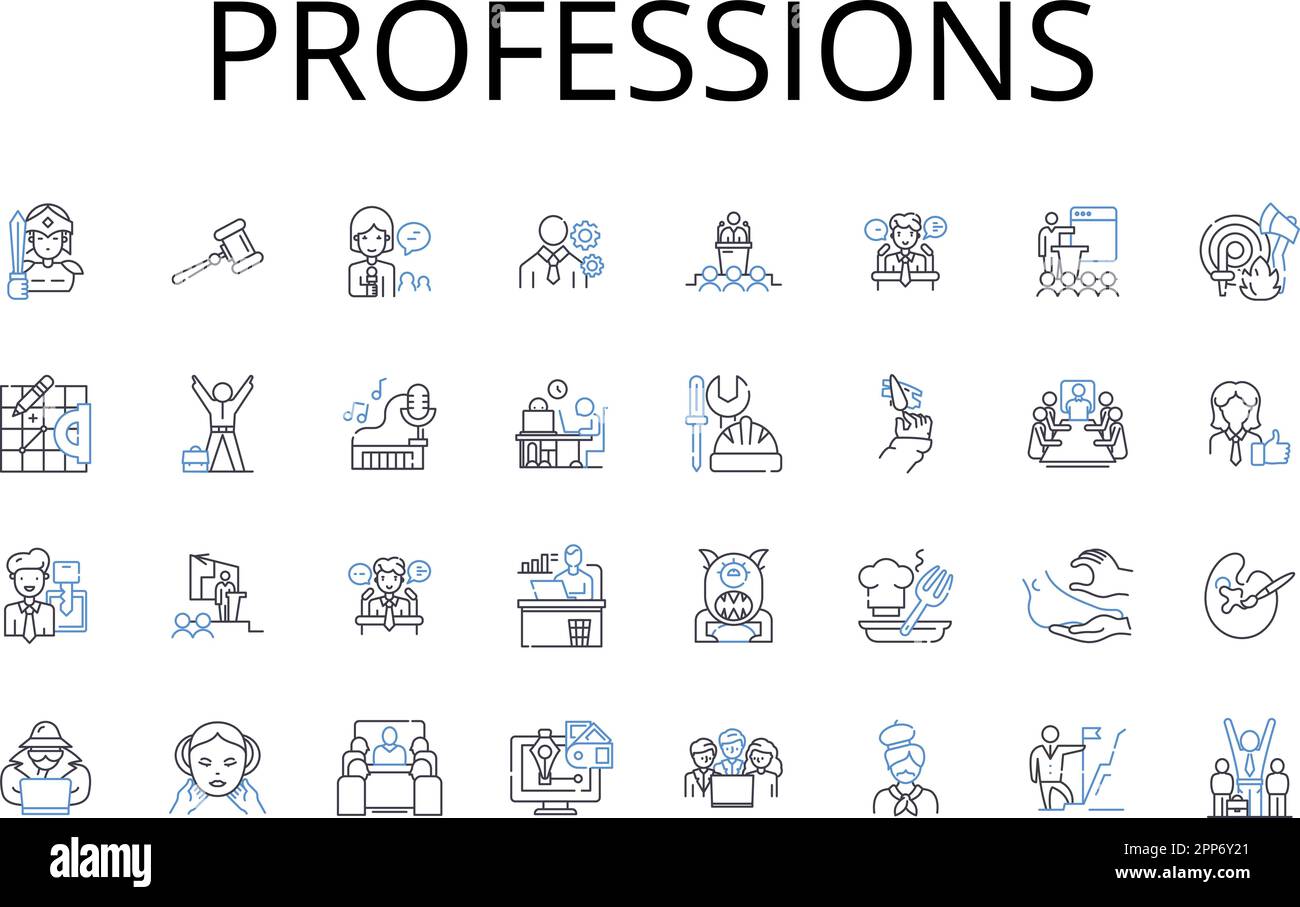 Professions line icons collection. Careers, Vocations, Occupations ...