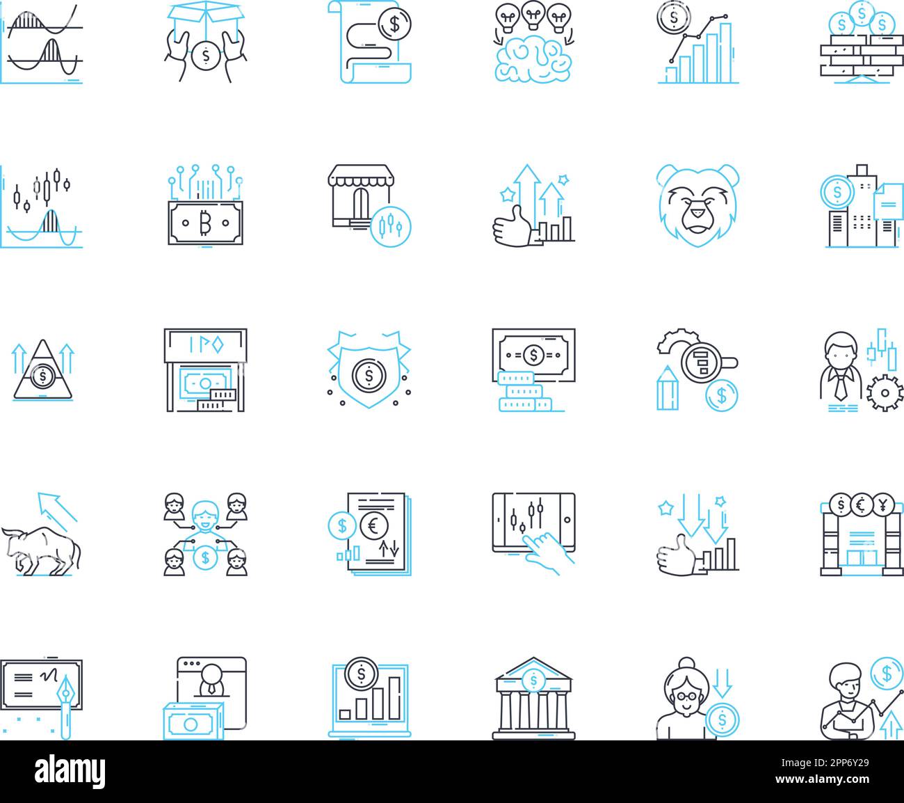 Company funding linear icons set. Venture, Investment, Seed, Angel ...