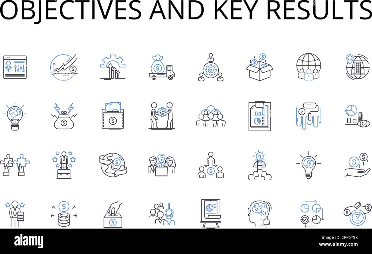 Objectives and Key Results line icons collection. Targets, Goals, Aims ...