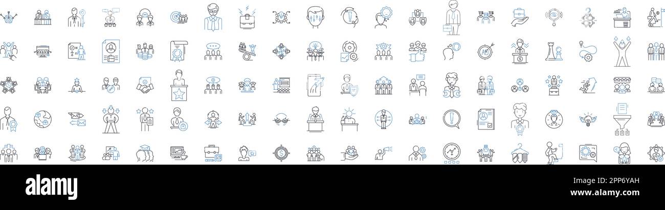 Management leadership line icons collection. Vision, Strategy ...