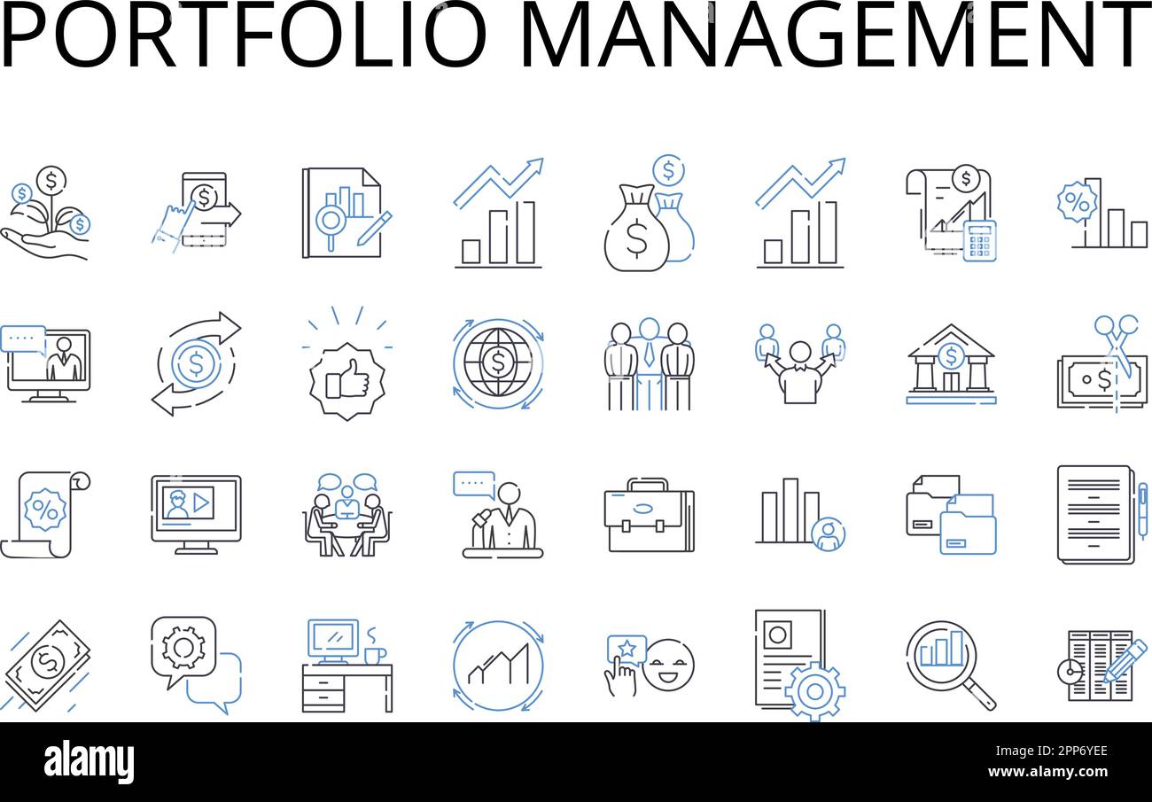 portfolio management line icons collection. Investment planning, Asset ...