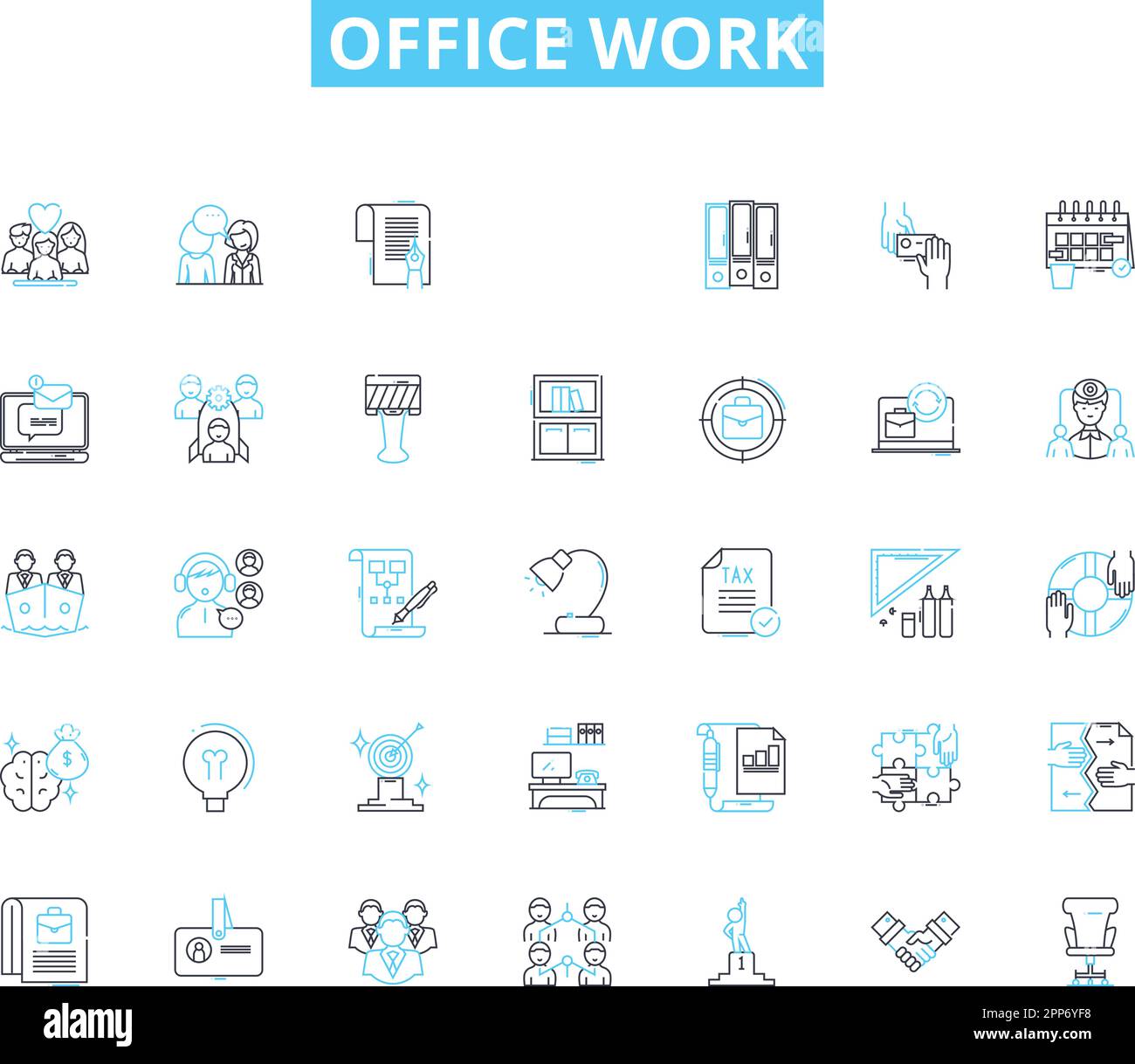 Office work linear icons set. Collaboration, Productivity, Organization ...