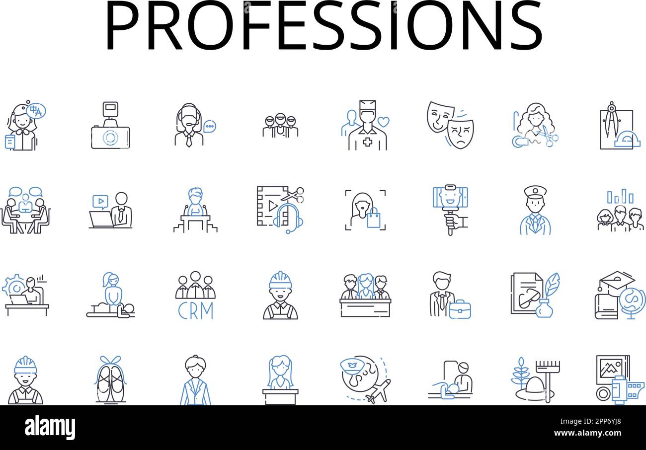Professions line icons collection. Careers, Vocations, Occupations ...
