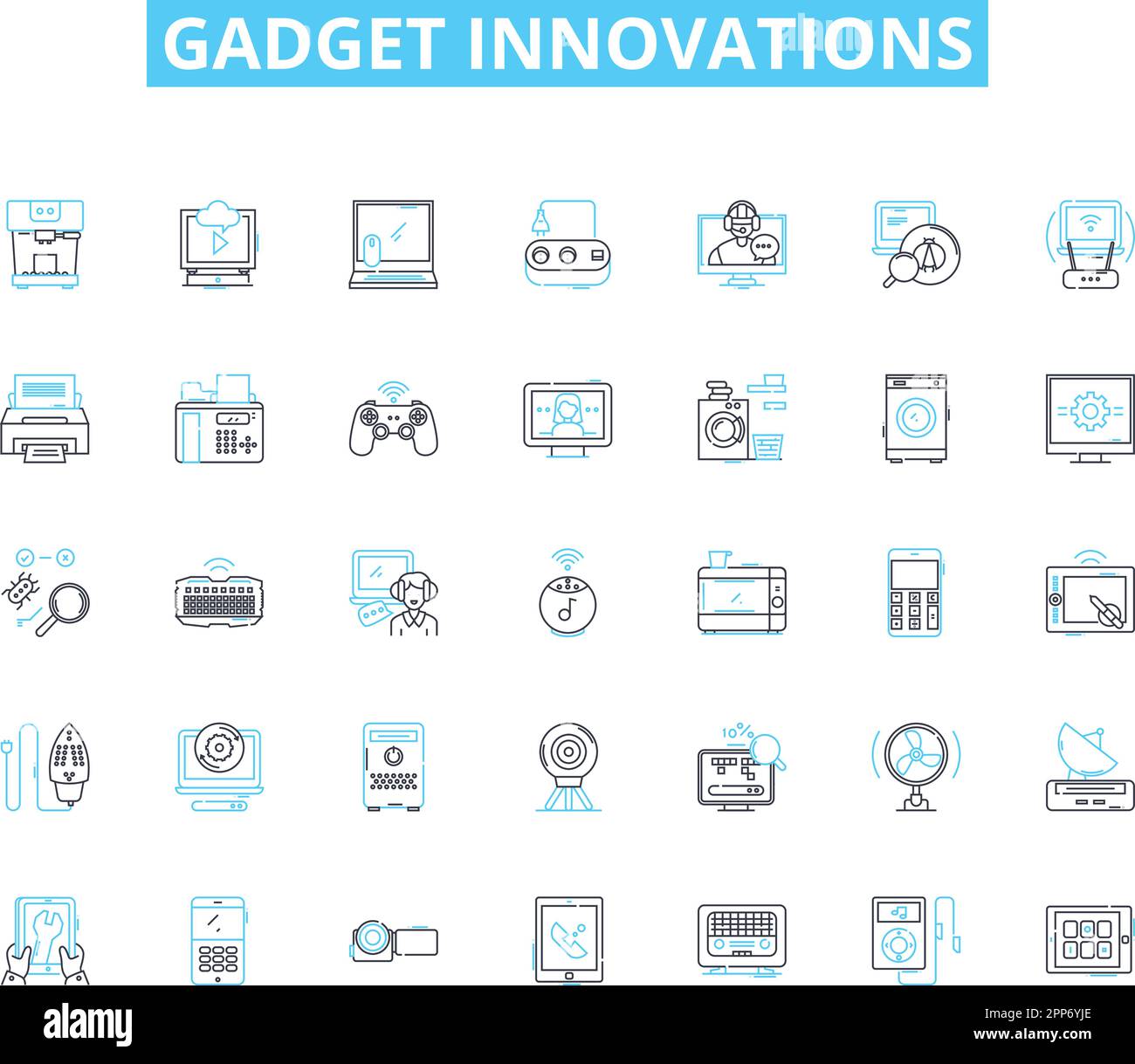 Gadget innovations linear icons set. Smartwatch, Augmented, Virtual ... Gadget innovations linear icons set. Smartwatch, Augmented, Virtual ...
