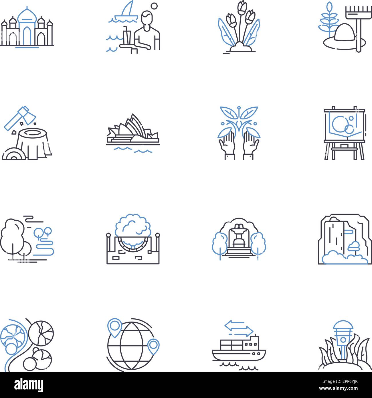 Grand estates line icons collection. Stately, Majestic, Grandiose ...