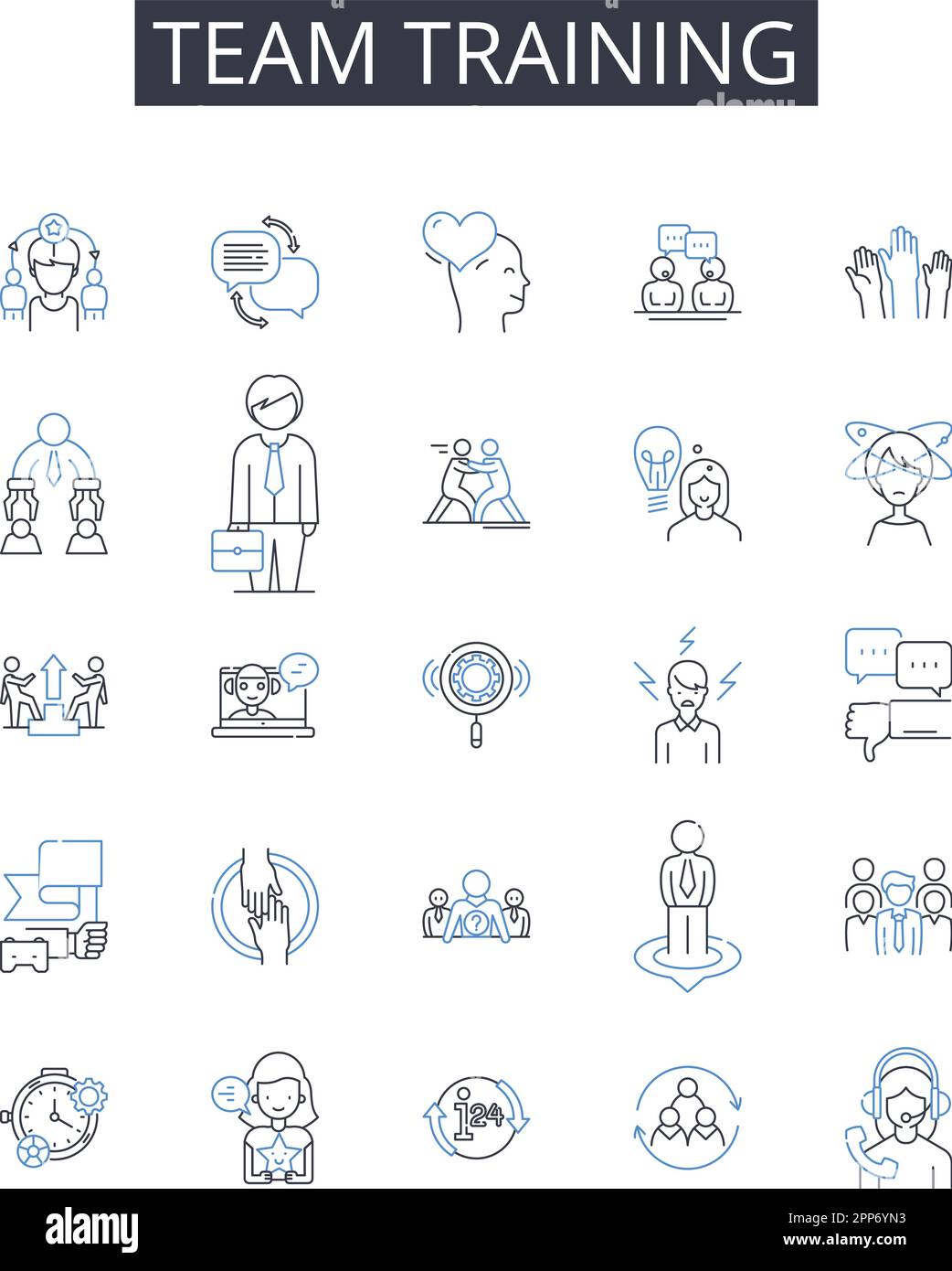 Team training line icons collection. Collaboration, Learning ... Team training line icons collection. Collaboration, Learning ...