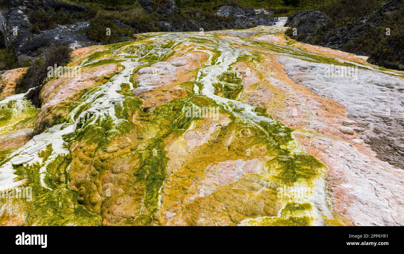 Boiling geotremal spring and volcanic landscape. Sipoholon Hot Spring ...