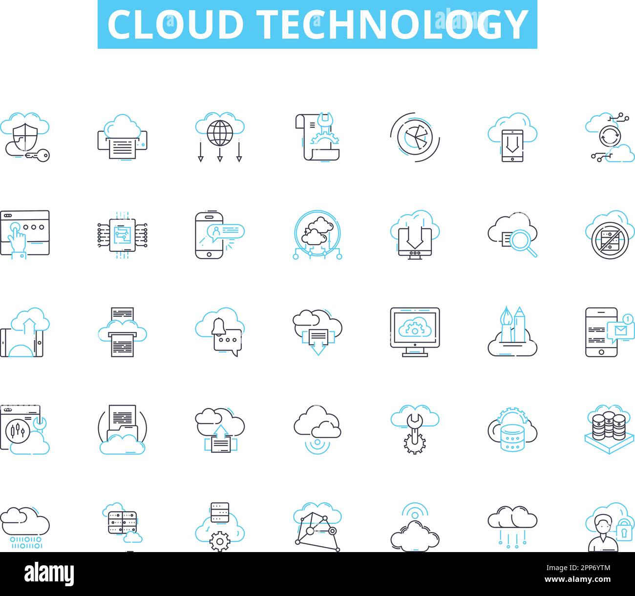 Cloud technology linear icons set. Scalability, Virtualization ... Cloud technology linear icons set. Scalability, Virtualization ...