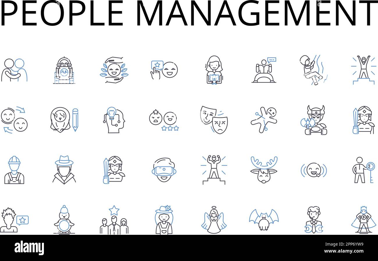 People management line icons collection. Staff supervision, Team ...