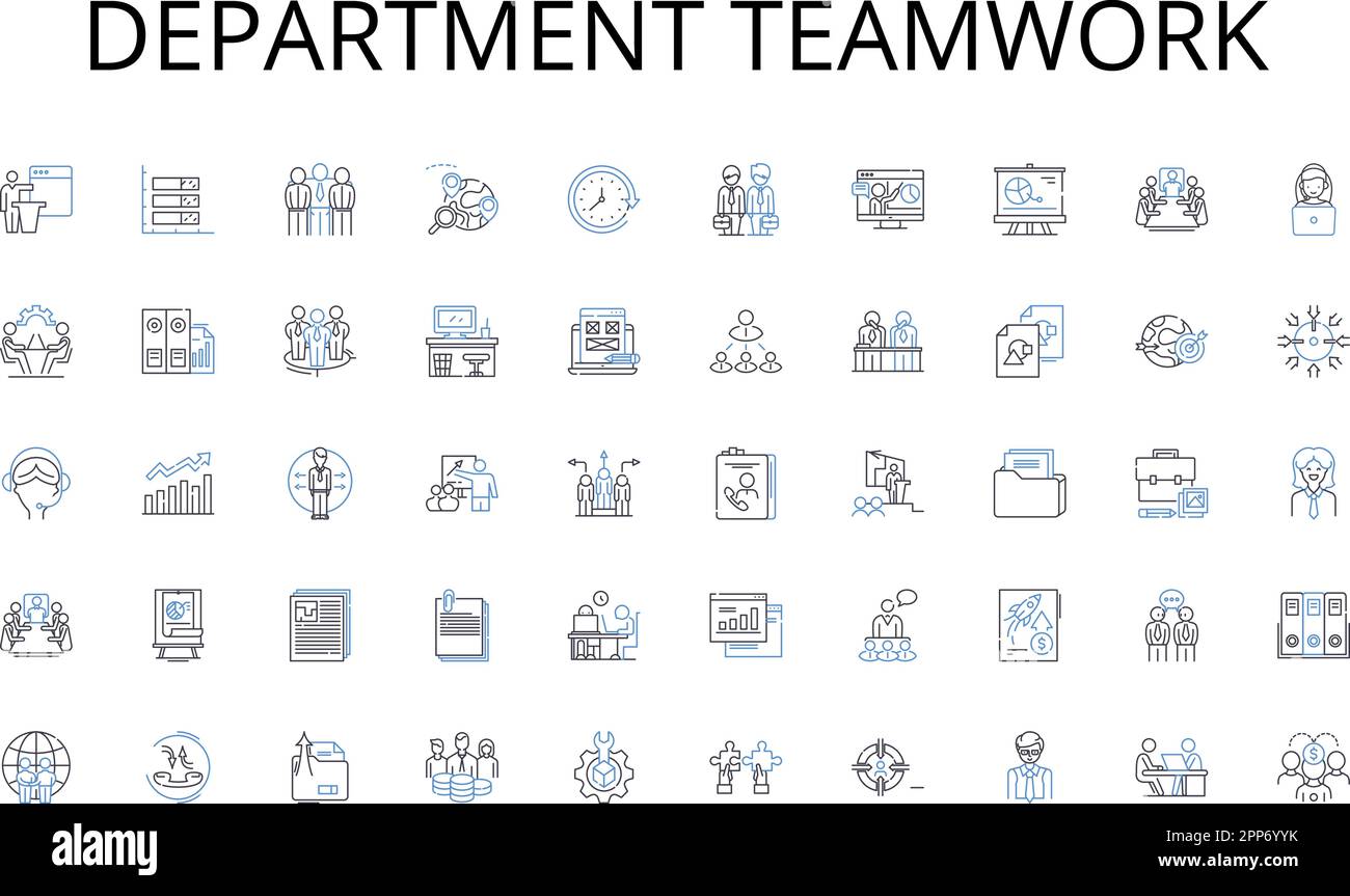 Department teamwork line icons collection. Design, Blueprint ...