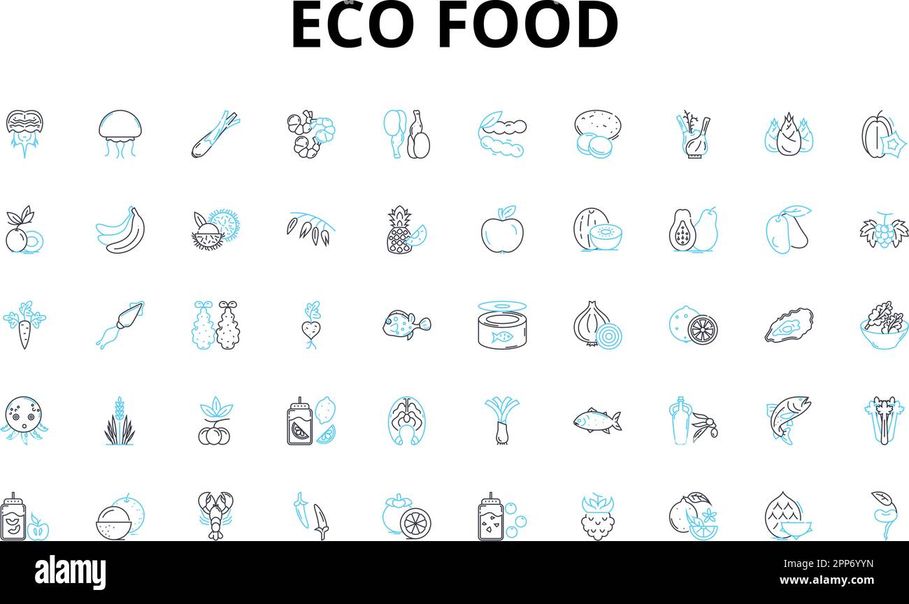 Eco food linear icons set. Sustainable, Organic, Local, Seasonal ... Eco food linear icons set. Sustainable, Organic, Local, Seasonal ...