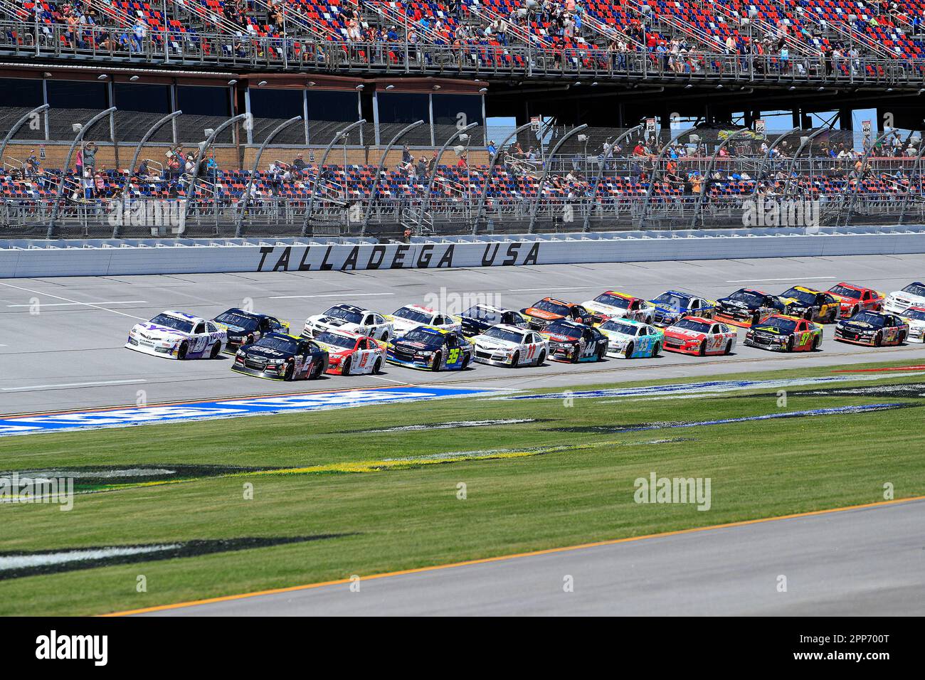 TALLADEGA, AL - APRIL 22: The field of cars takes the green flag to start the ARCA Menards ...