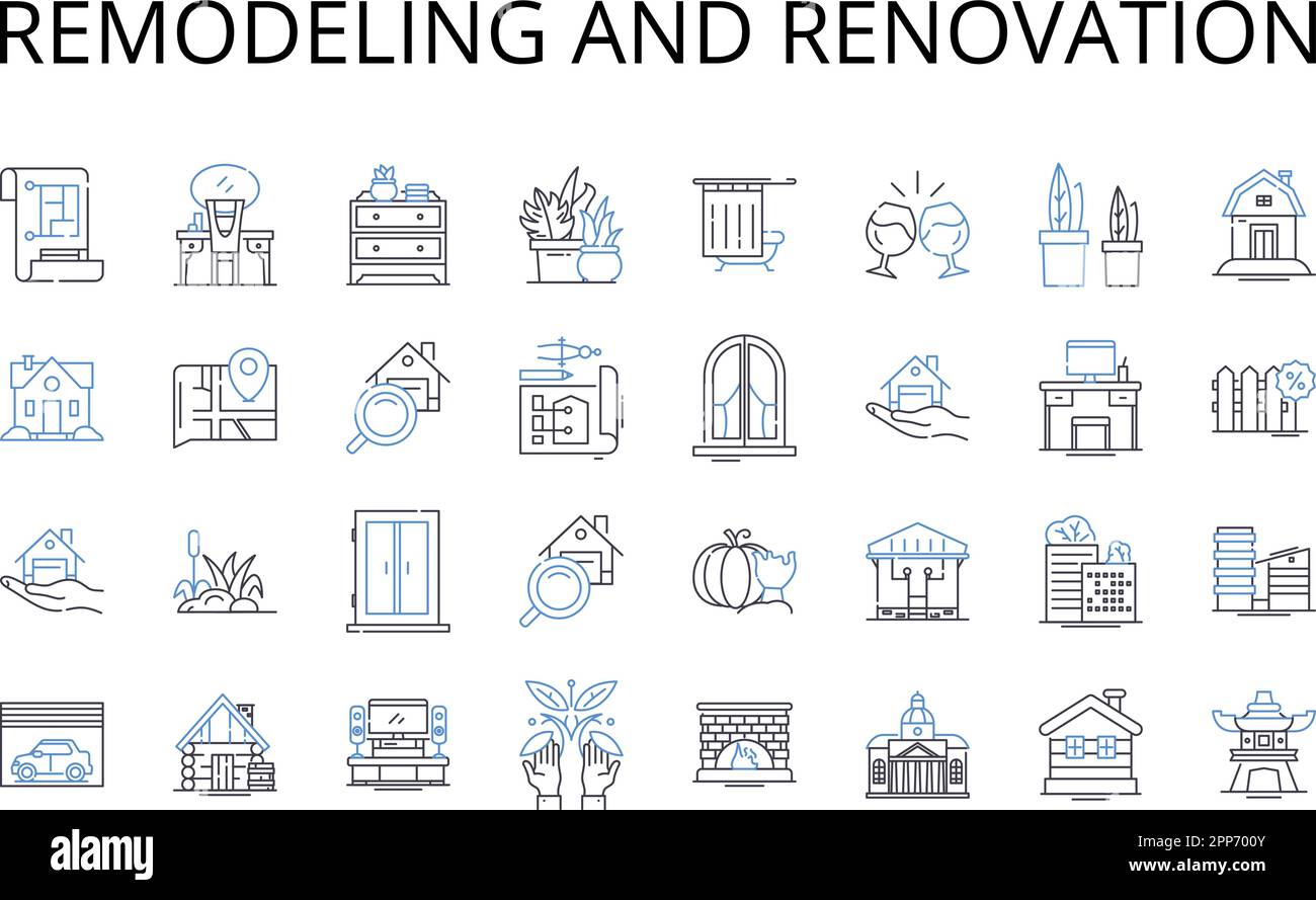 Remodeling and renovation line icons collection. Refurbishing ... Remodeling and renovation line icons collection. Refurbishing ...