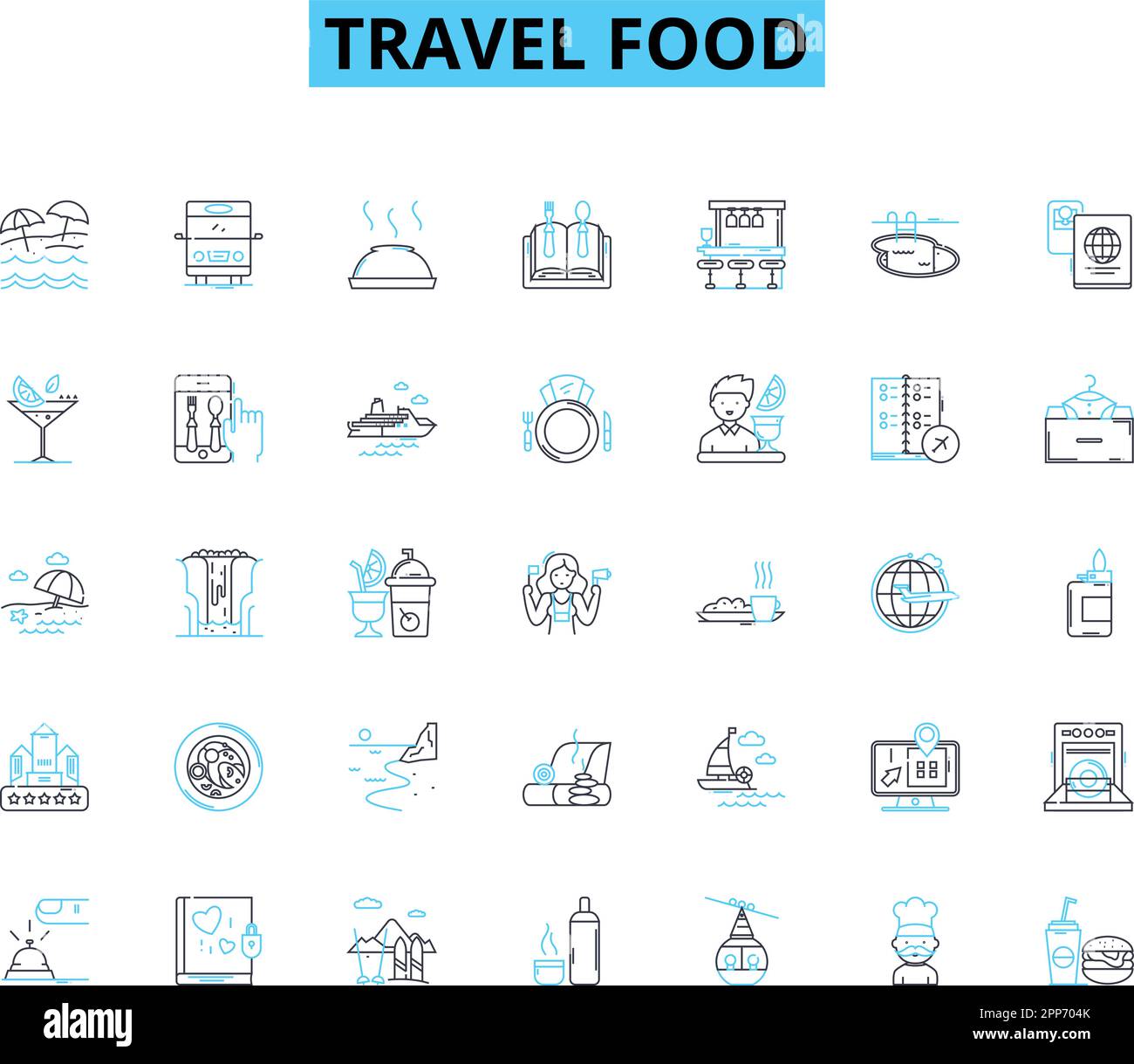 Travel food linear icons set. Gastronomy, Cuisine, Culinary, Delicacies ...