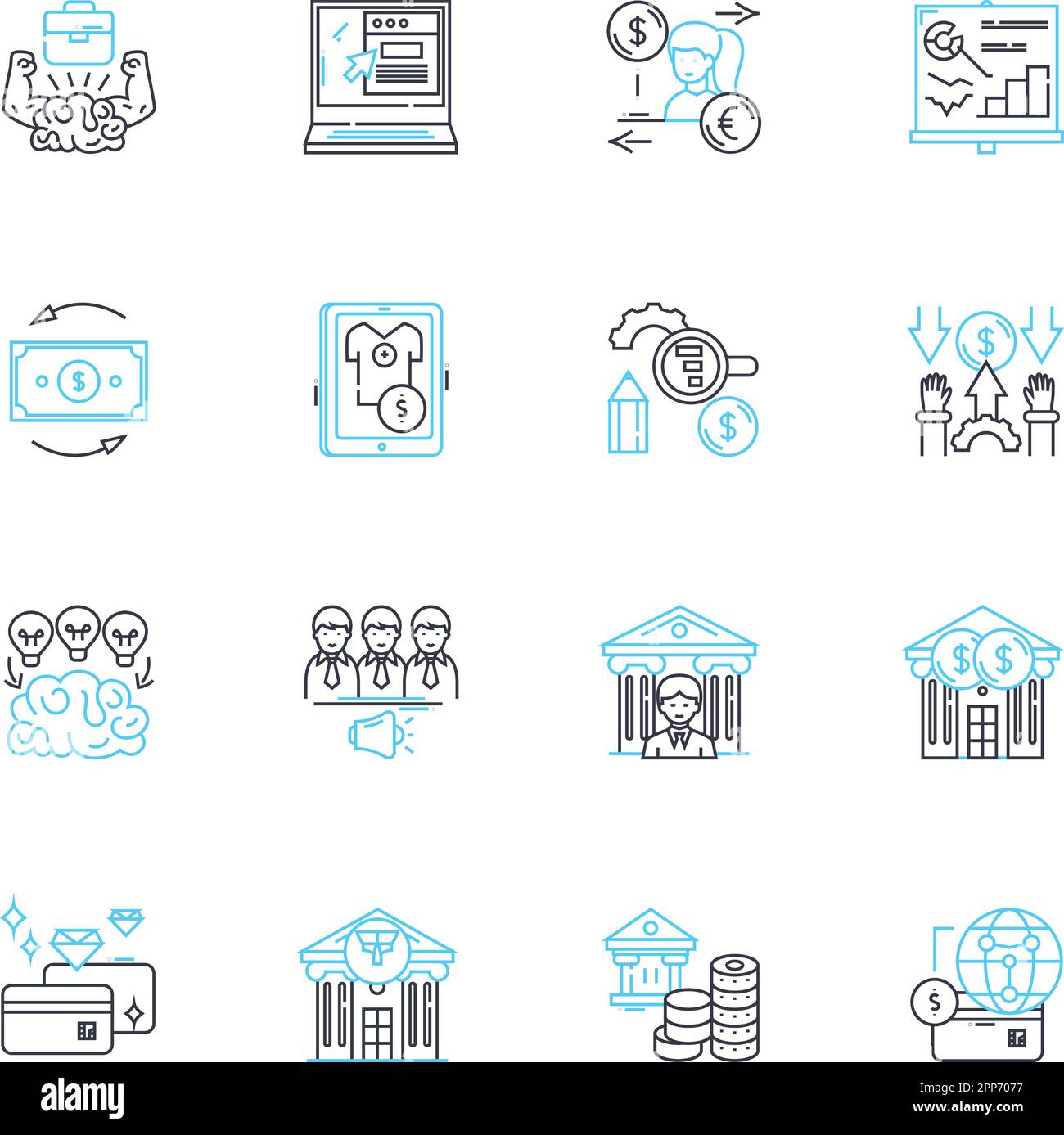 Pie Chart Budgeting Linear Icons Set Allocation Proportion