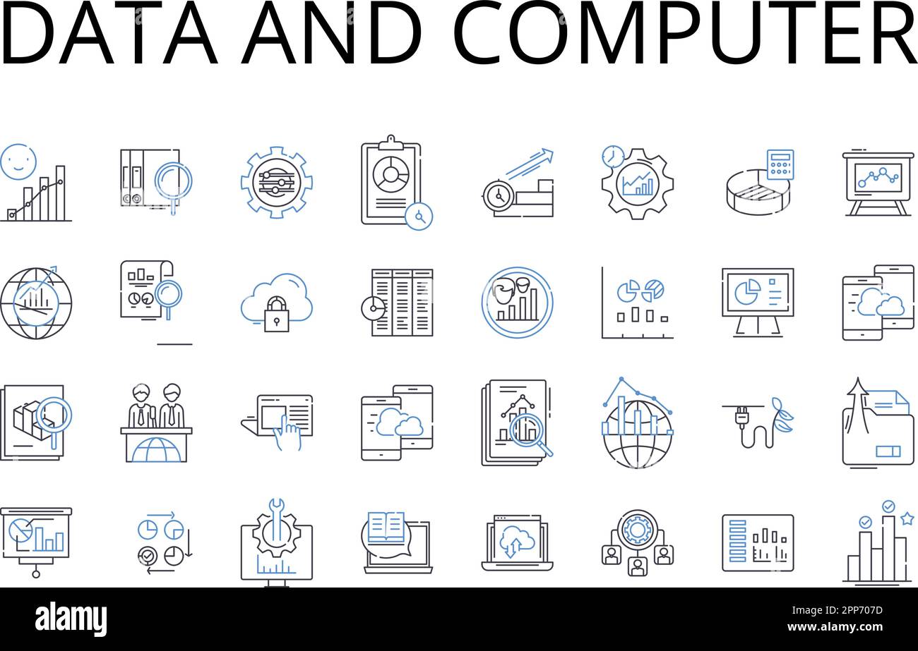 Data and computer line icons collection. Information technology ...
